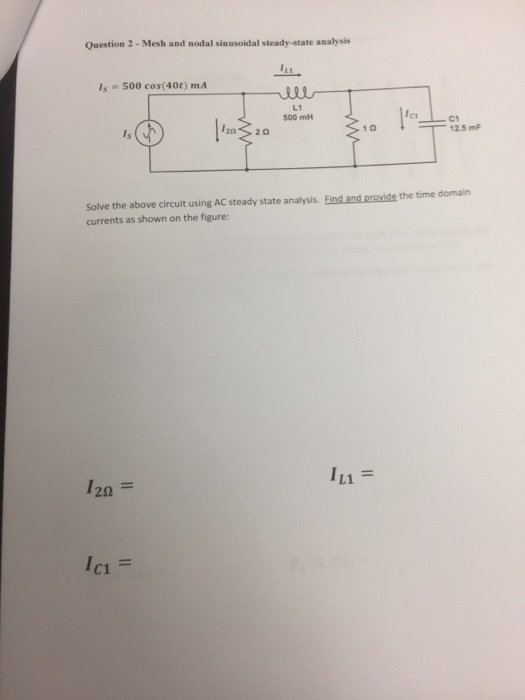 Solved Mesh and nodal sinusoidal steady-state analysis I_s | Chegg.com