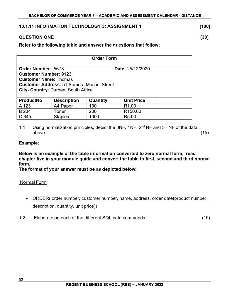 Solved 10.1.11 INFORMATION TECHNOLOGY 3: ASSIGNMENT 1 | Chegg.com