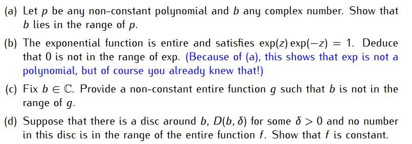 Solved (a) Let p be any non-constant polynomial and b any | Chegg.com