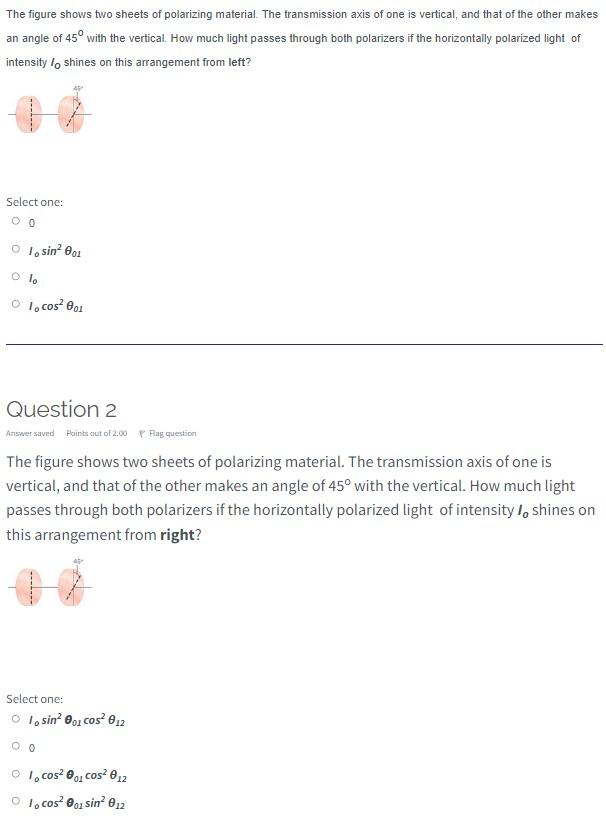 Solved The figure shows two sheets of polarizing material. | Chegg.com