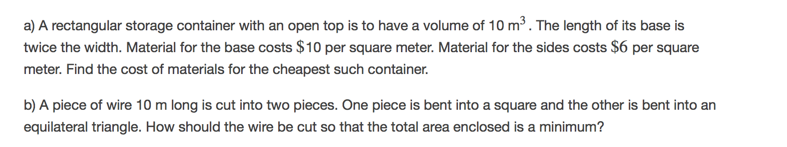 Solved a) A rectangular storage container with an open top | Chegg.com
