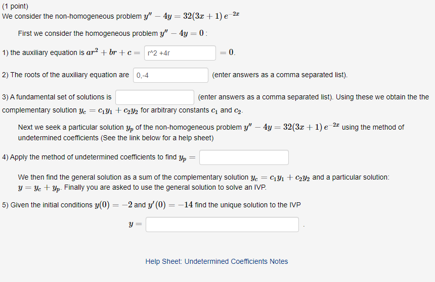 Solved (1 ﻿point)We consider the non-homogeneous problem | Chegg.com