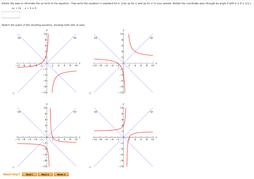 Solved Rotate The Axes To Eliminate The Xy Term In The 