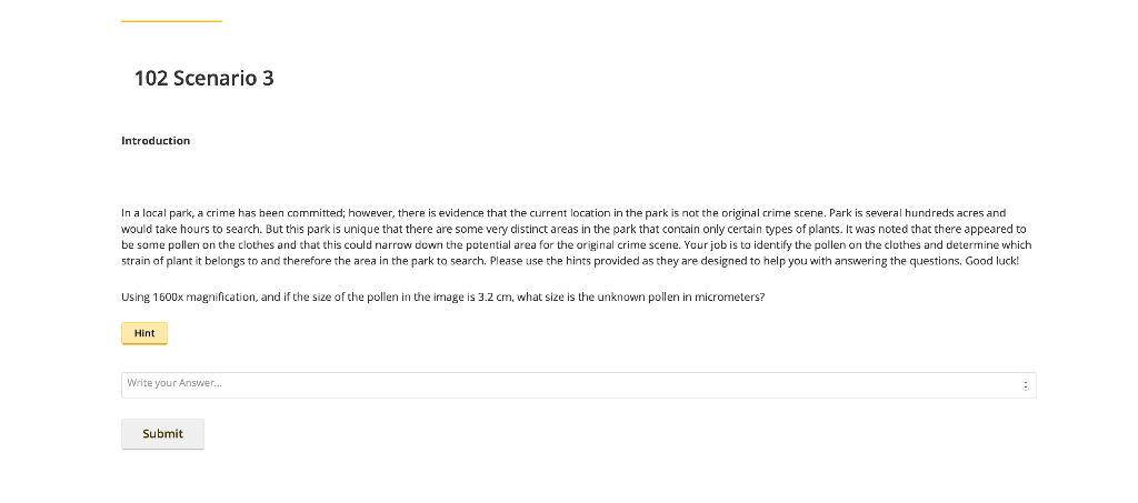 Solved 102 Scenario 3 Introduction In a local park, a crime | Chegg.com