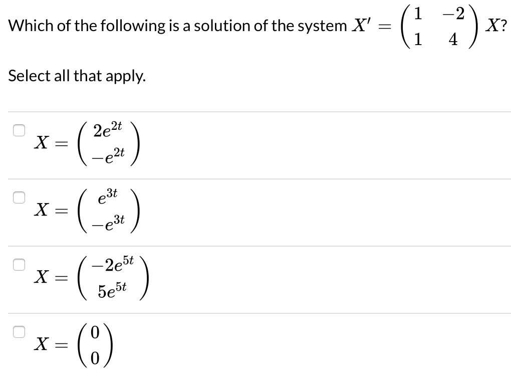 Solved 1 Which of the following is a solution of the system | Chegg.com