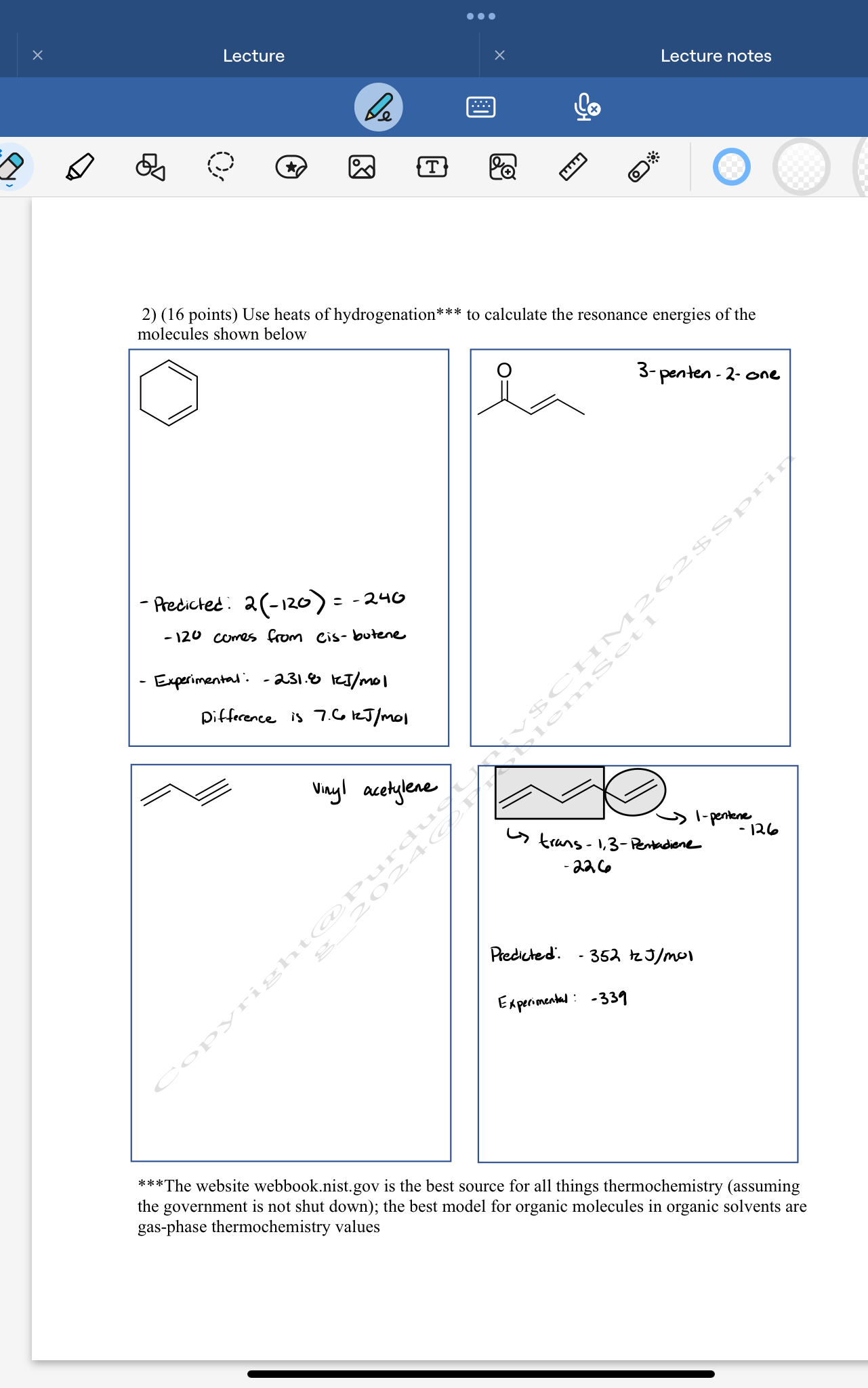 Solved (16 ﻿points) ﻿Use heats of hydrogenation*** ﻿to | Chegg.com