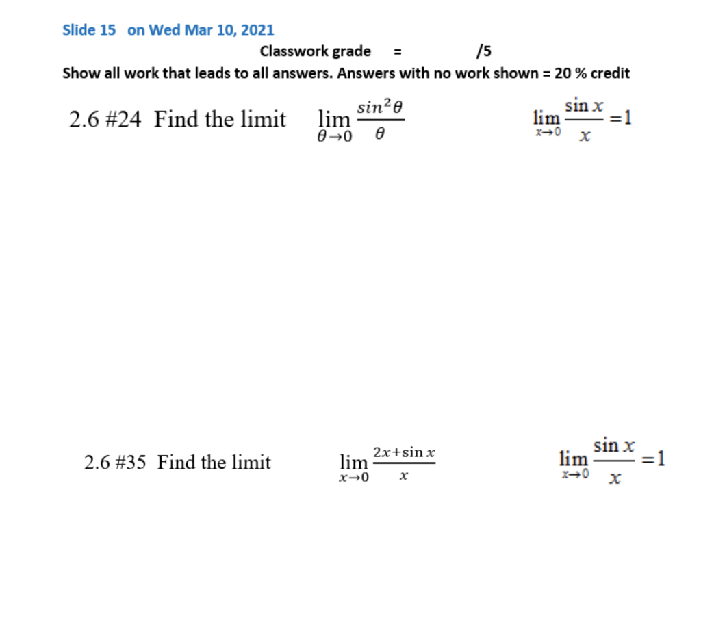 Solved Slide 11 on Wed Mar 03, 2021 Classwork grade /5 Show | Chegg.com