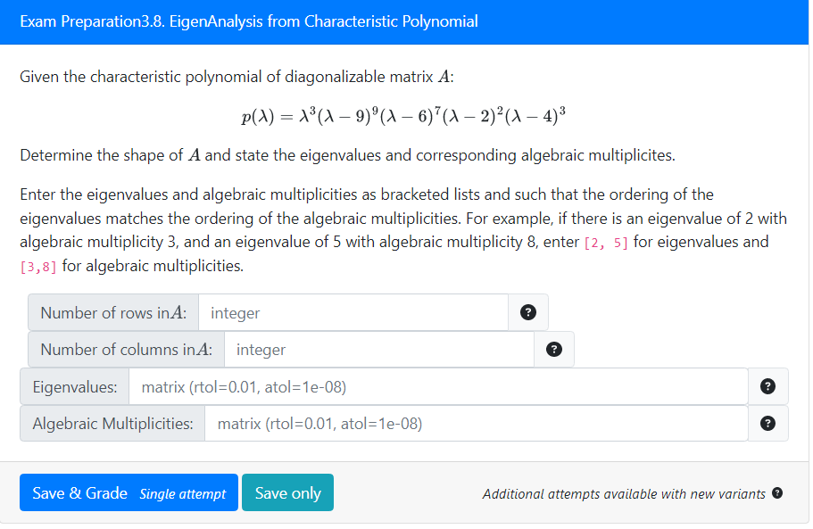 Solved Exam Preparation3.8. EigenAnalysis from | Chegg.com