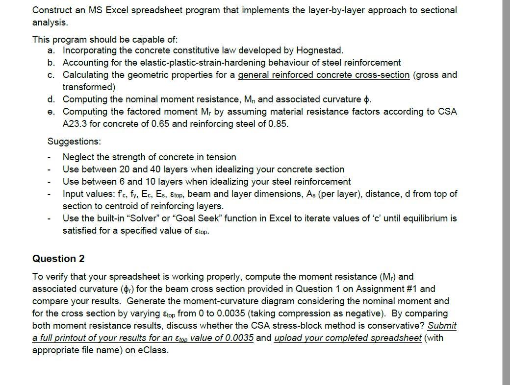 Solved Construct an MS Excel spreadsheet program that | Chegg.com