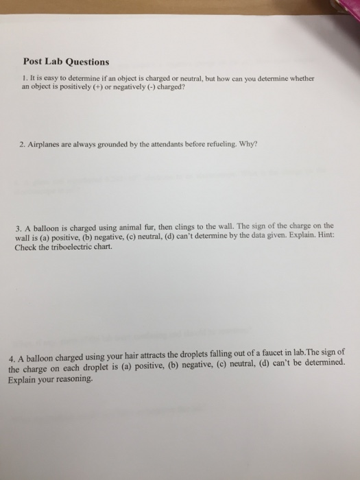 Solved Post Lab Questions 1. It is easy to determine if an | Chegg.com