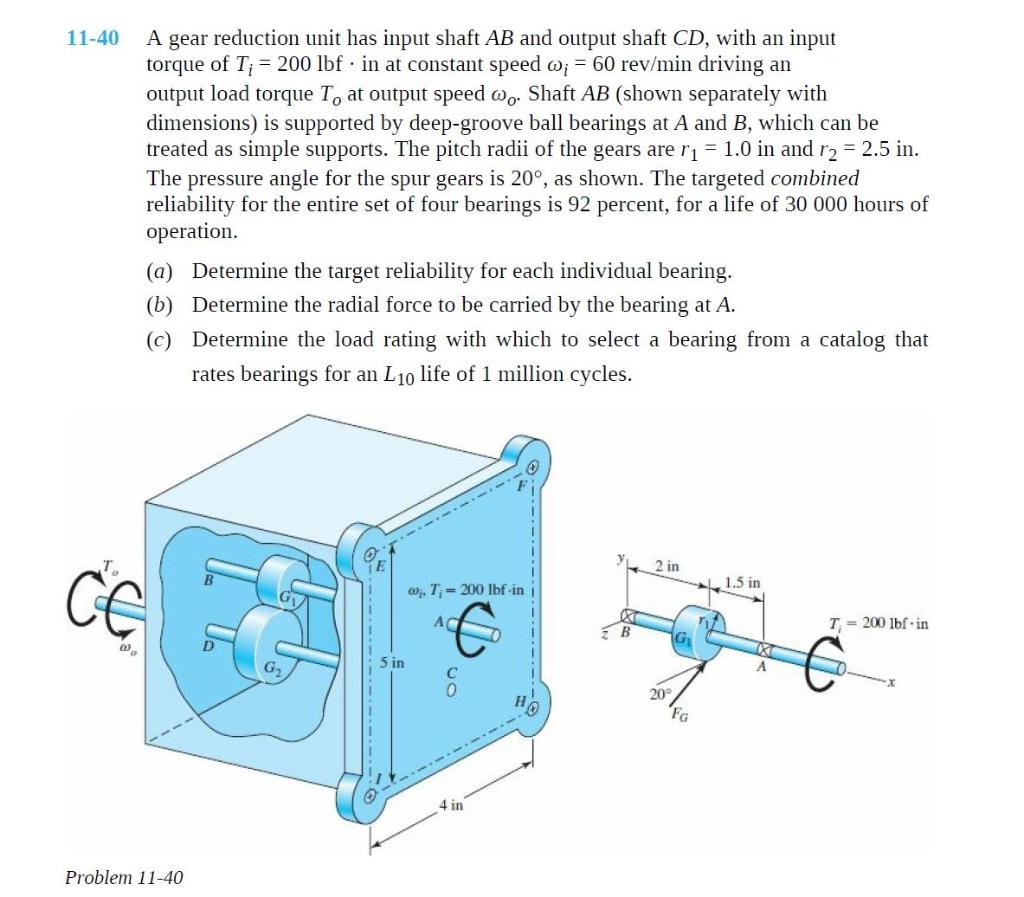11-40 A gear reduction unit has input shaft AB and | Chegg.com