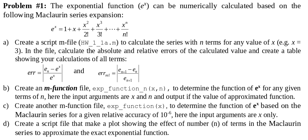 Solved Problem #1: The exponential function following | Chegg.com