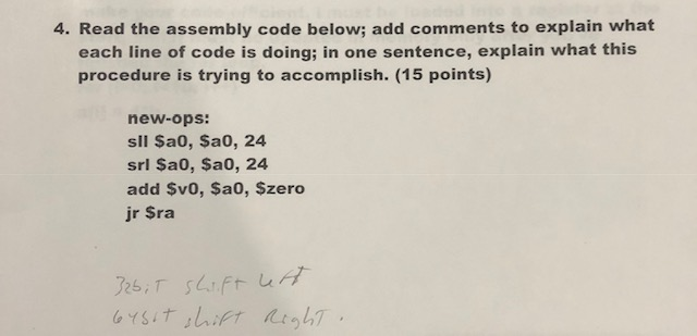 Solved 4. Read the assembly code below; add comments to | Chegg.com