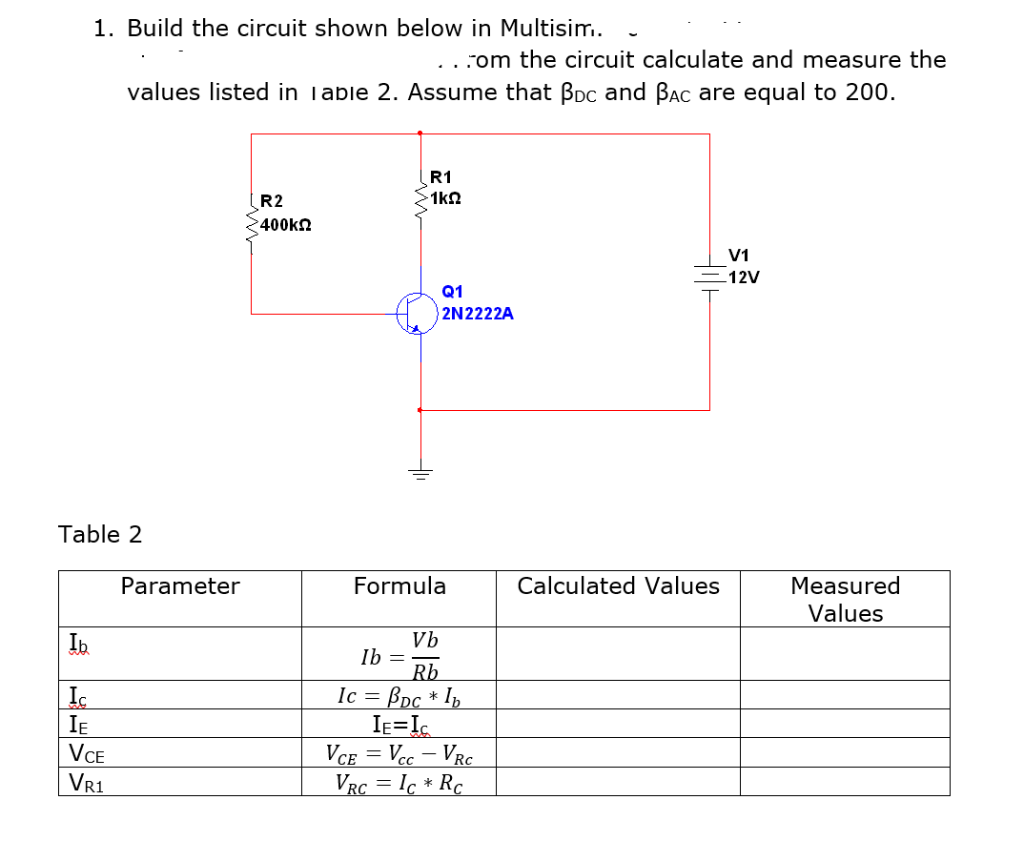 Solved 1. Build the circuit shown below in Multisim. om the | Chegg.com