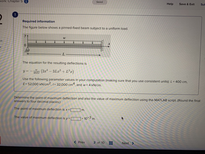 Solved apter 5 G Saved Help Save & Exit Submit A beam is | Chegg.com