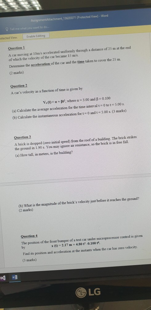 Solved AssignmentAttachment_1362DD71 (Protected View) - Word | Chegg.com