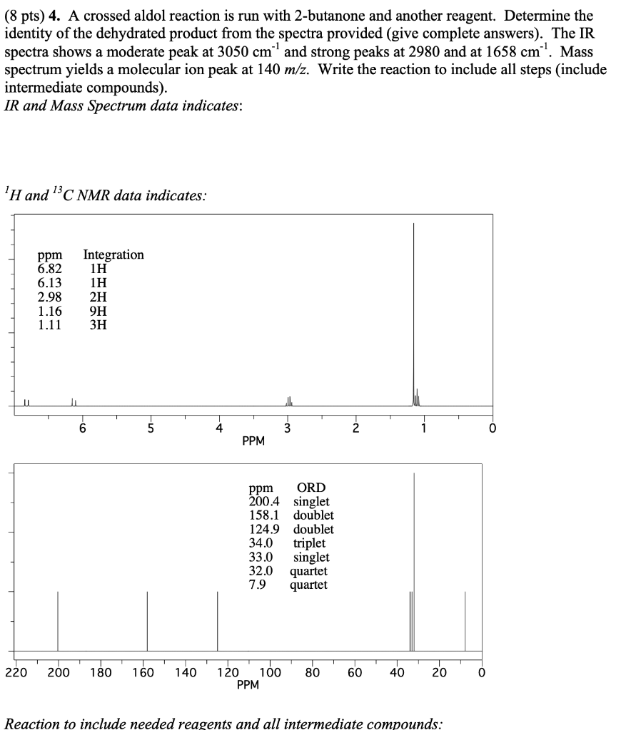 Solved (8 pts) 4. A crossed aldol reaction is run with | Chegg.com