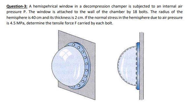 Solved Question-3: A hemispehrical window in a decompression | Chegg.com
