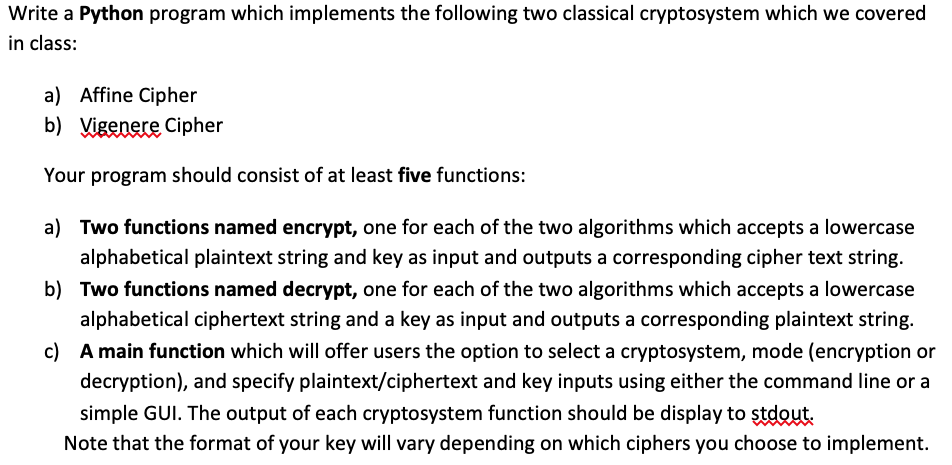 Solved Write a Python program which implements the following | Chegg.com