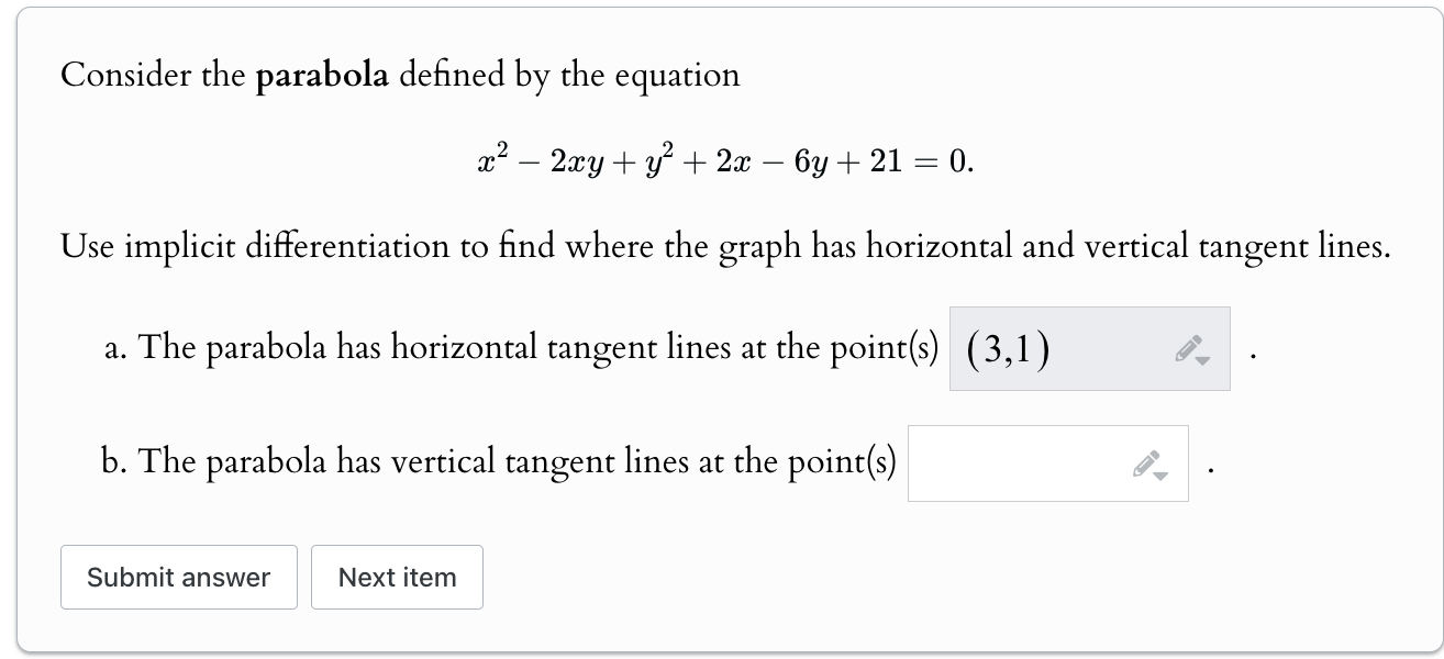 Solved Consider the parabola defined by the | Chegg.com