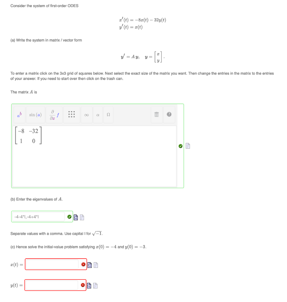 Solved Consider the system of first-order ODES z' (t) = | Chegg.com
