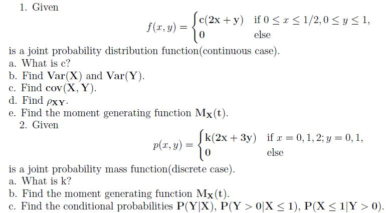 Solved 1. Given c(2x + y) 0 íf 0