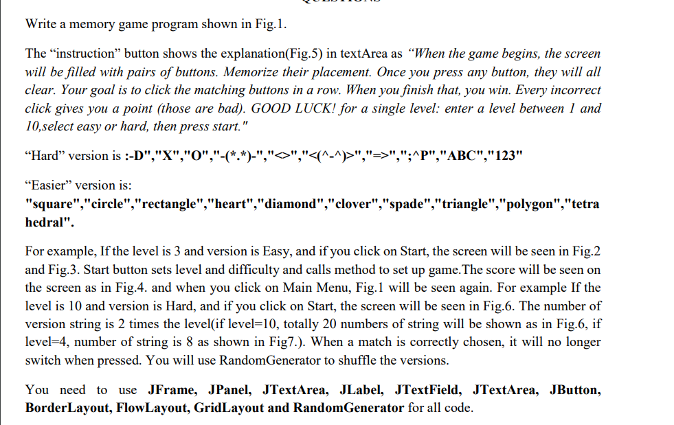 Write a memory game program shown in Fig.1. The | Chegg.com