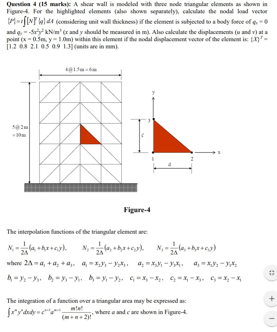 = 0 Question 4 (15 marks): A shear wall is modeled | Chegg.com