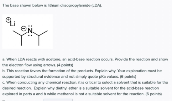 Solved The base shown below is lithium diisopropylamide | Chegg.com