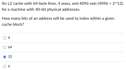 Solved An L2 cache with 64− byte lines, 4 ways, and 4096 | Chegg.com