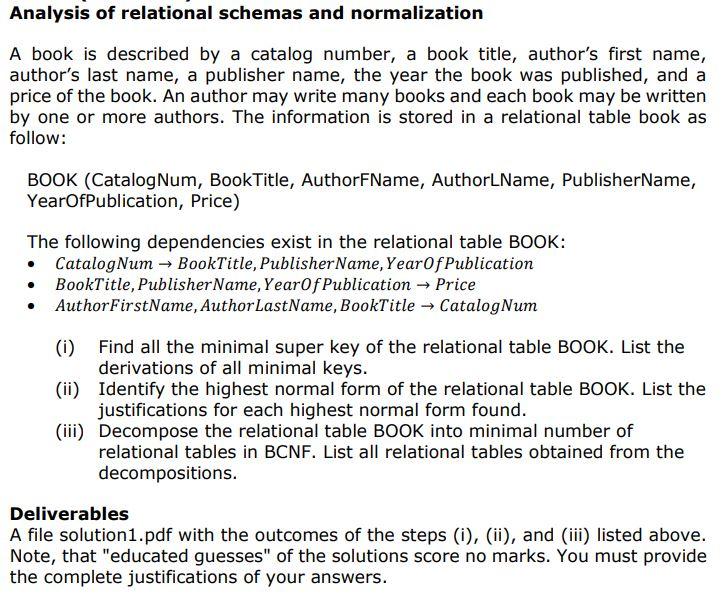 Solved Analysis of relational schemas and normalization A | Chegg.com