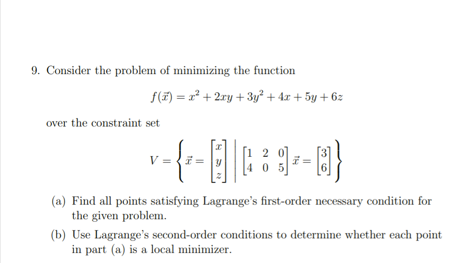 Solved 9. Consider the problem of minimizing the function | Chegg.com