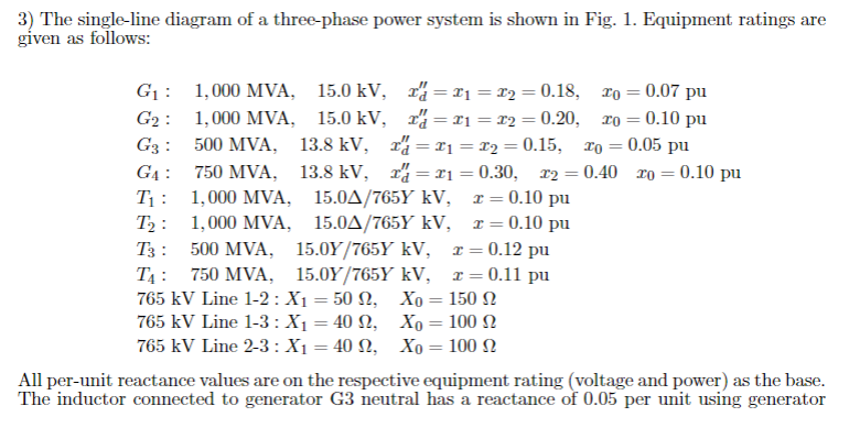 3) The single-line diagram of a three-phase power | Chegg.com