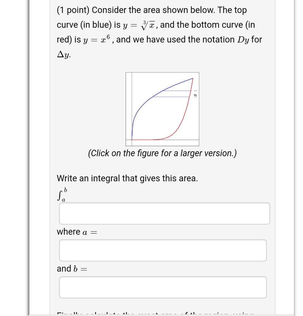 Solved (1 point) Consider the area shown below. The top | Chegg.com
