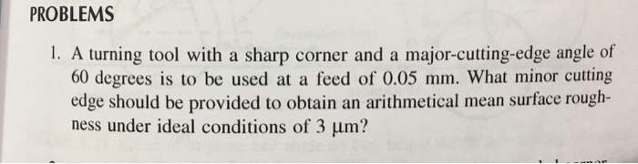 Solved PROBLEMS 1. A turning tool with a sharp corner and a | Chegg.com