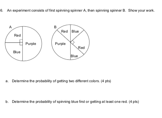 Solved 6. An experiment consists of first spinning spinner | Chegg.com