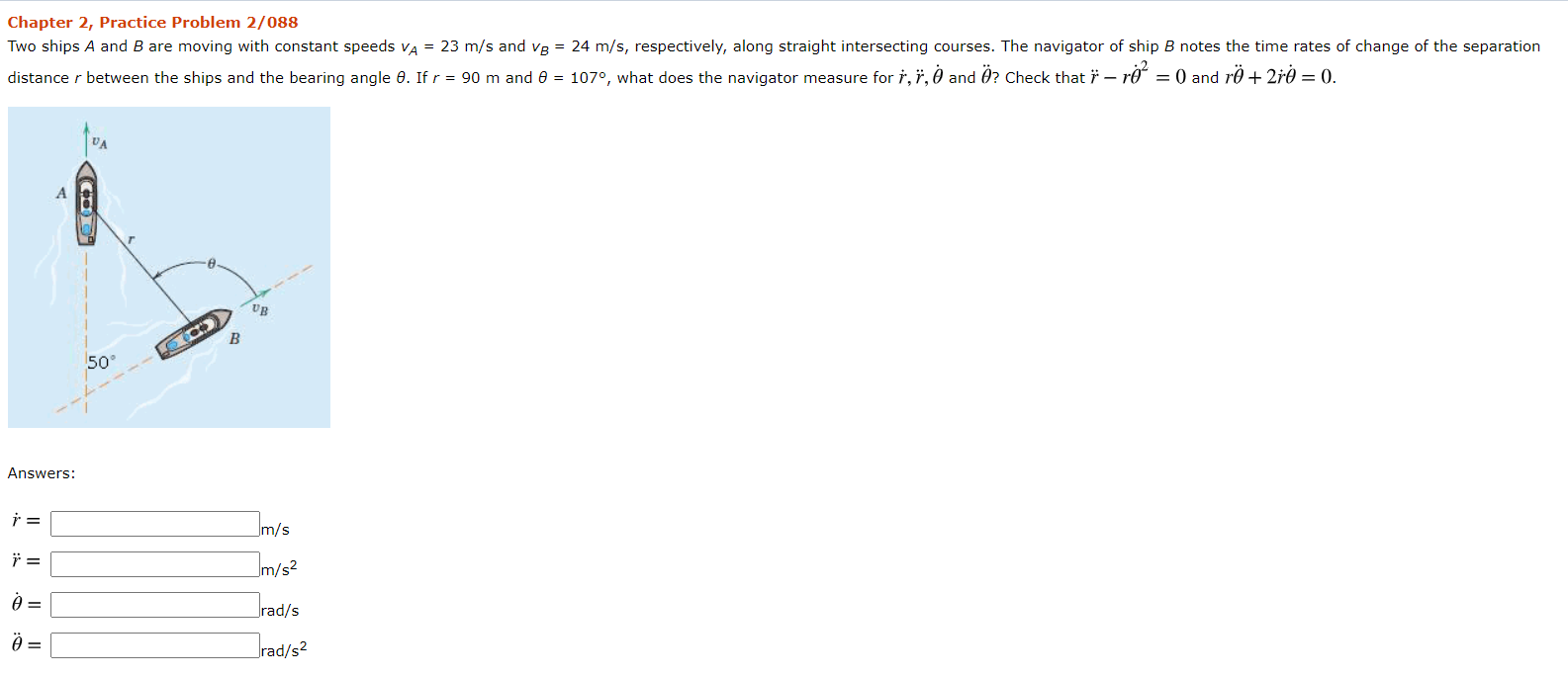 Solved Chapter 2, Practice Problem 2/088 Two ships A and B | Chegg.com