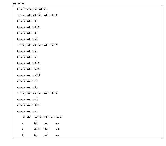 Solved Write a python code that reads students' scores for | Chegg.com
