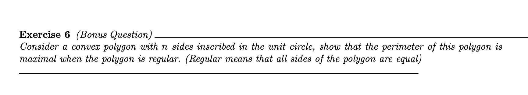 Solved Exercise 6 (Bonus Question) Consider a convex polygon | Chegg.com