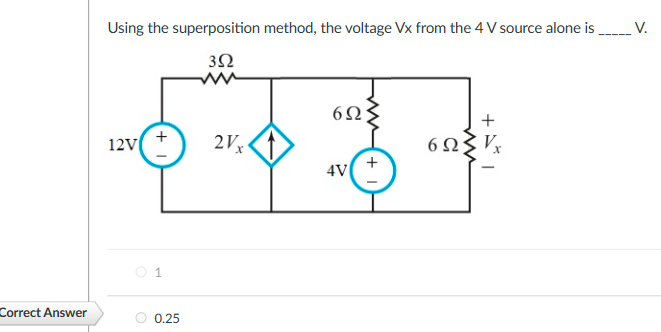 Solved Using the superposition method, the voltage Vx from | Chegg.com