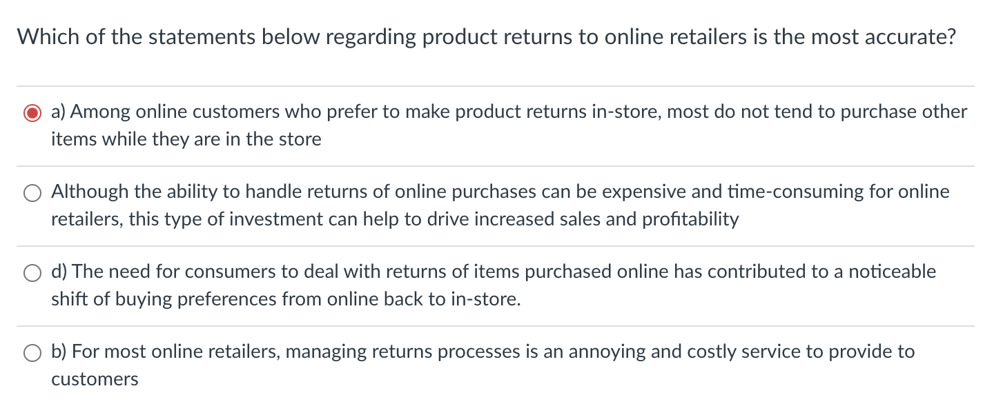Solved Which of the statements below regarding product | Chegg.com