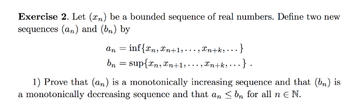 Solved Exercise 2. Let (un) be a bounded sequence of real | Chegg.com