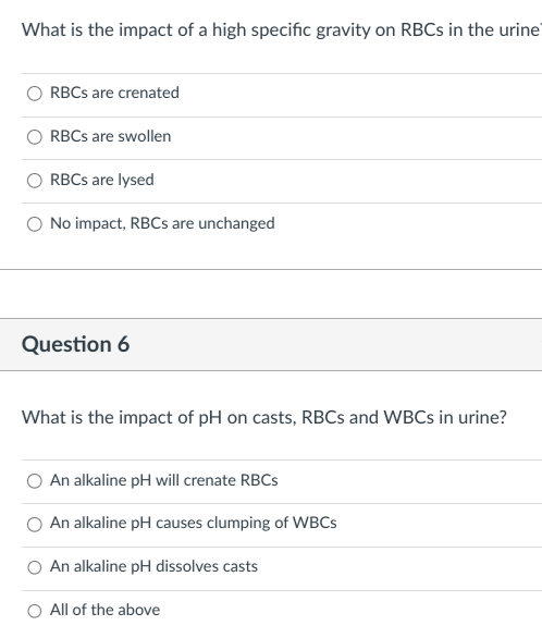 Solved What is the impact of a high specific gravity on RBCs | Chegg.com