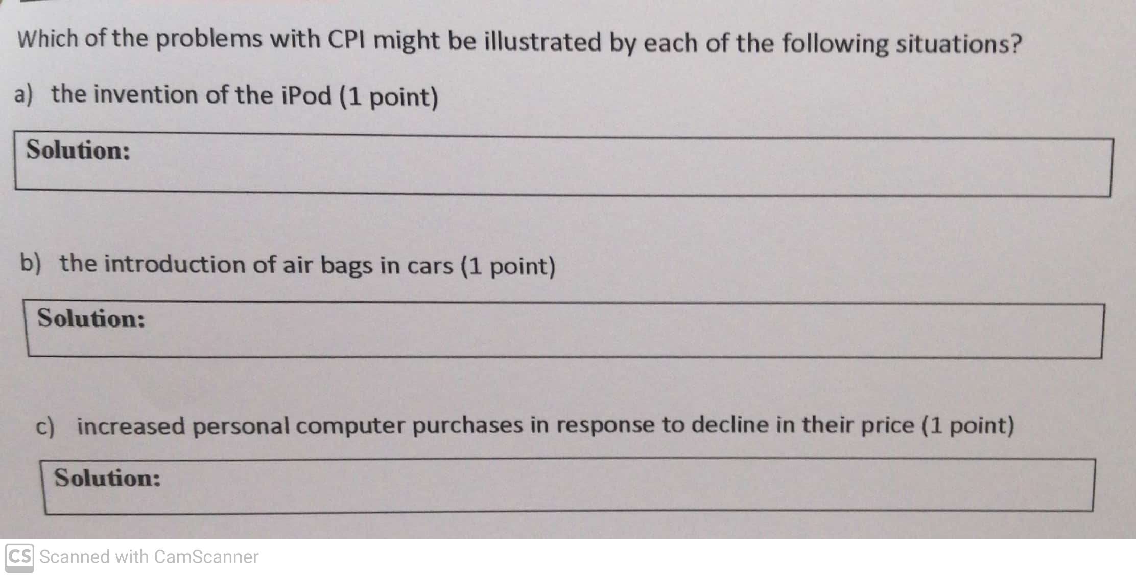 Solved Which of the problems with CPI might be illustrated | Chegg.com