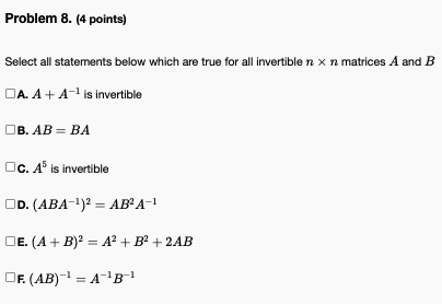 Solved Problem 8. (4 points) Select all statements below | Chegg.com