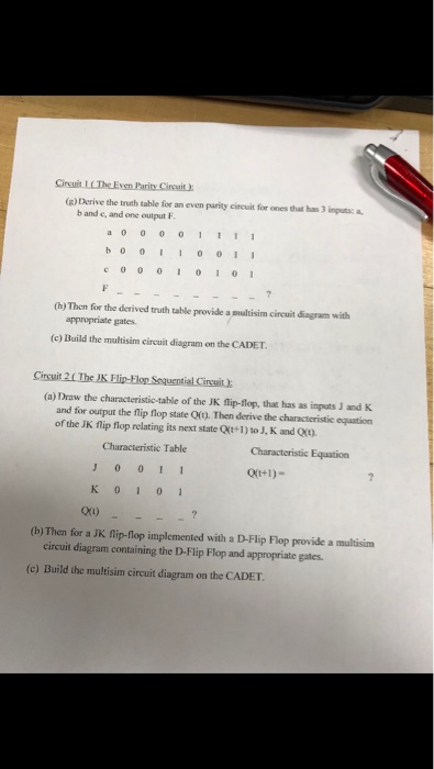 Solved Cir (g) Derive the truth table foer an even parity | Chegg.com