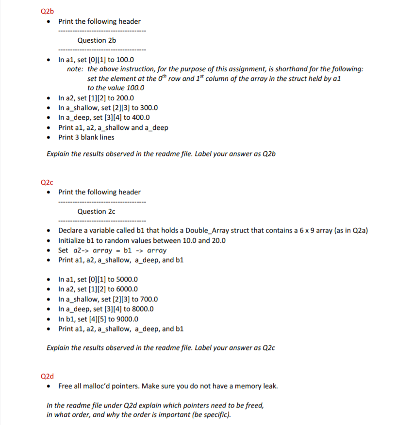 1. Write a function shallow_copy(struct Double_Array | Chegg.com