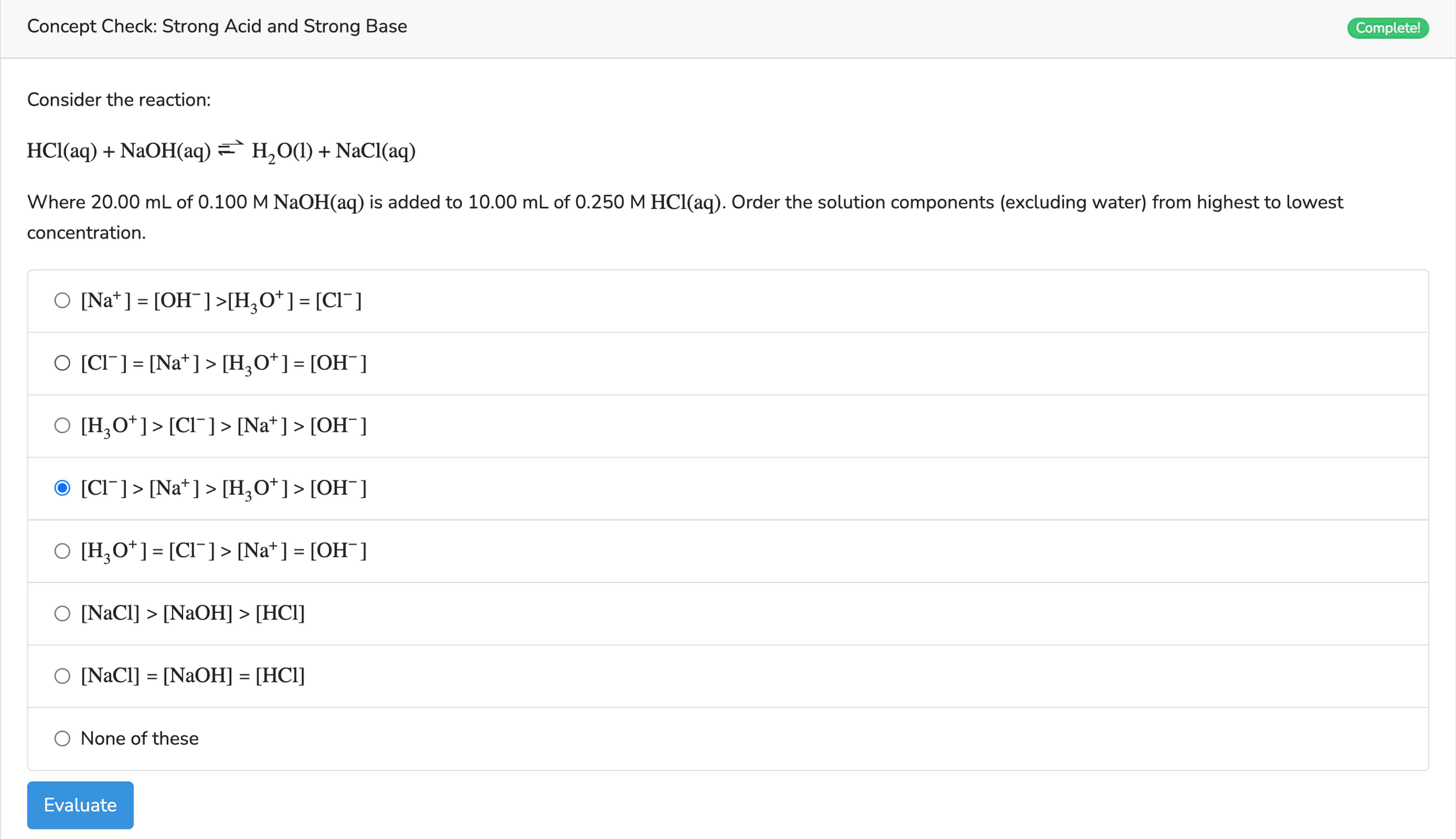 Solved Concept Check: Strong Acid and Strong BaseConsider | Chegg.com
