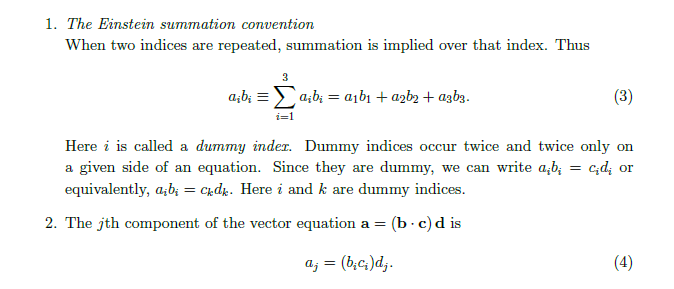 Solved 1 The Einstein Summation Convention When Two Indices