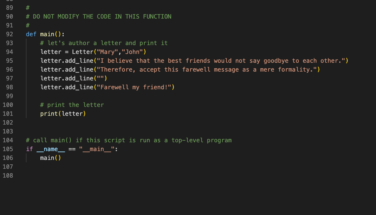 Solved - The file WEX-8.py defines a class named Letter. - | Chegg.com